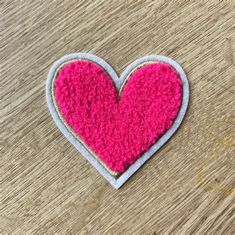 Hot Pink Chenille Heart Patch Buzzybees Wholesale