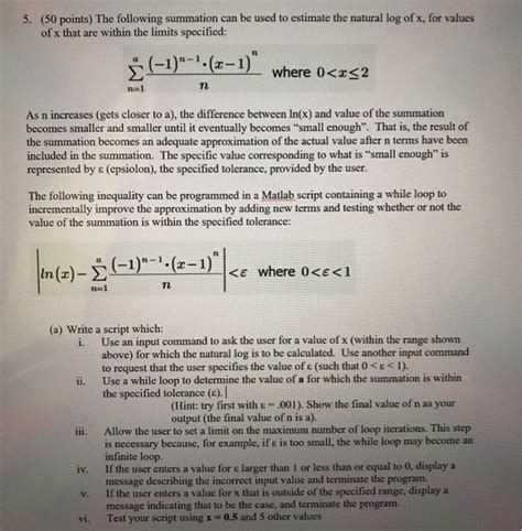 Solved 5 50 Points The Following Summation Can Be Used To
