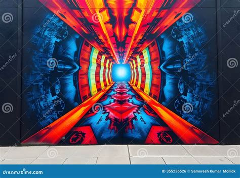A Stunning Photorealistic Mural On An Urban Wall Viewed From A