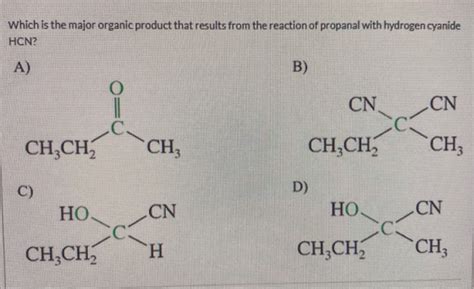 Which Is The Major Organic Product That Results From The Reaction Of