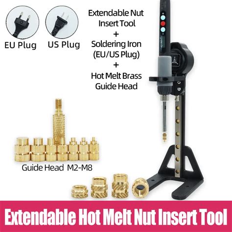 Brass Heat Set Insert Nut Tool Digital Soldering Iron Hot Melt Knurled