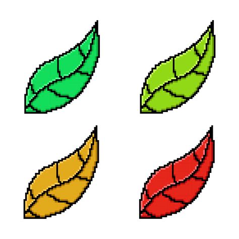 Set Pixel Art Leaf Illustration Design 22039331 Vector Art At Vecteezy