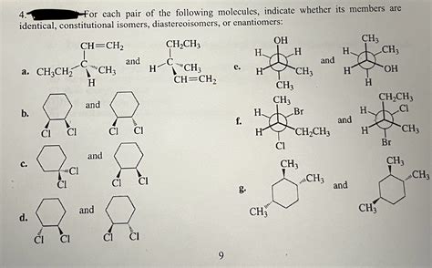 For Each Pair Of The Following Molecules Indicate