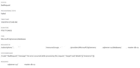Azure Resource Manager Arm Import Databases Bacpac Error Closed