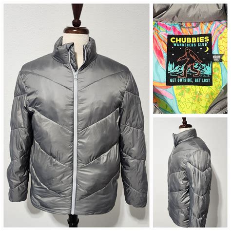 Chubbies Wanders Club Puffer Jacket Men Size Medium Gem