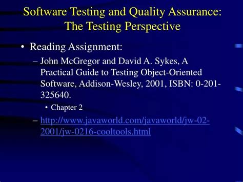 PPT Software Testing And Quality Assurance The Testing Perspective PowerPoint Presentation