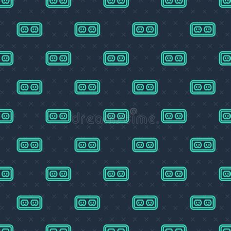 Green Line Electrical Outlet Icon Isolated Seamless Pattern On Blue Background Power Socket