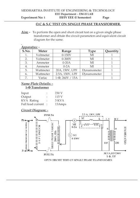 doc o c and s c t test on single phase transformer dokumen tips