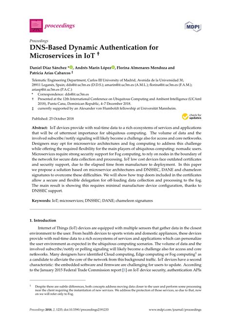 Pdf Dns Based Dynamic Authentication For Microservices In Iot