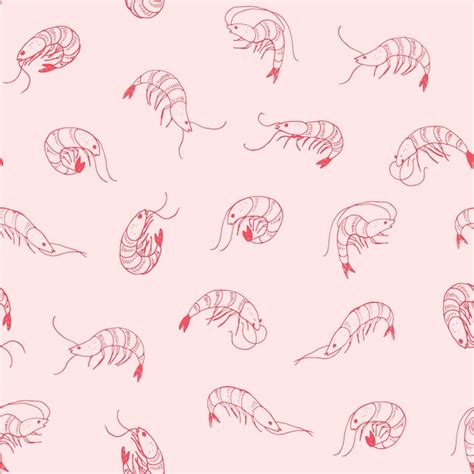 Premium Vector Shrimp Sea Food Vector Seamless Pattern