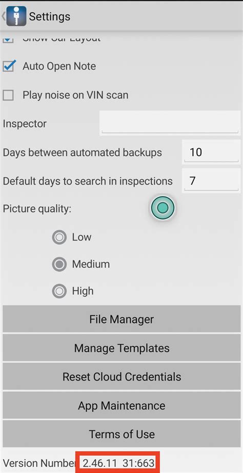 Where Can I Find The App Version Number InspectARide