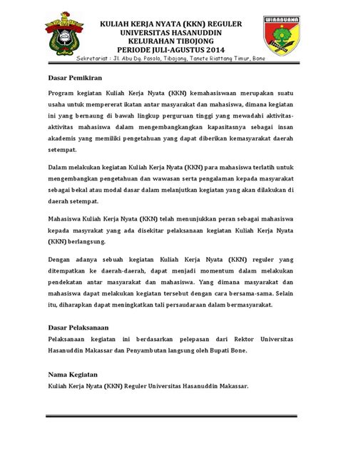 Proposal Kkn Unhas Pdf