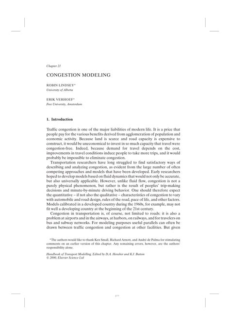 Pdf Congestion Modeling