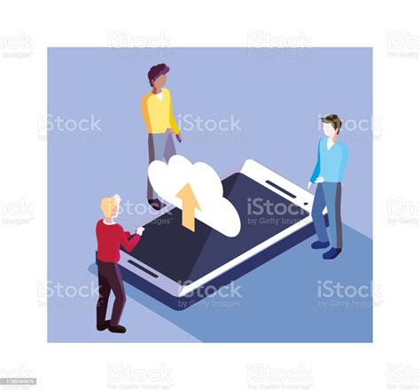 스마트 폰 화면 및 모바일 응용 프로그램을 가진 남자 개발에 대한 스톡 벡터 아트 및 기타 이미지 개발 공란 구름 Istock