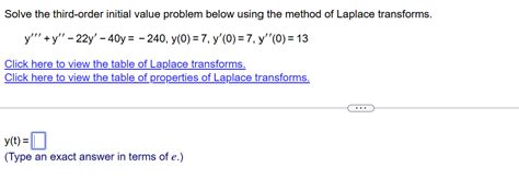 Solved Solve The Third Order Initial Value Problem Below