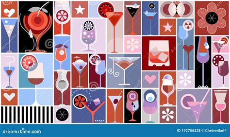 Cocktails Pop Art Vector Collage Stock Vector Illustration Of Party