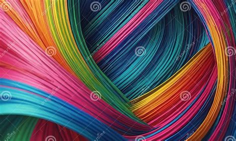 Vibrant Abstract Composition Overlapping Curved Lines In Various Colors Creating Dynamic And