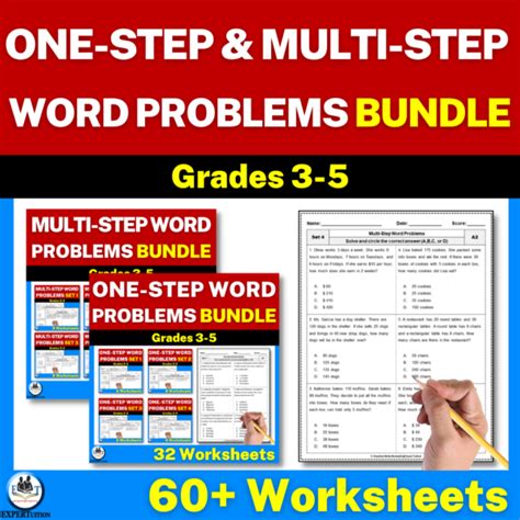 one step and multi step word problems worksheets bundle expertuition