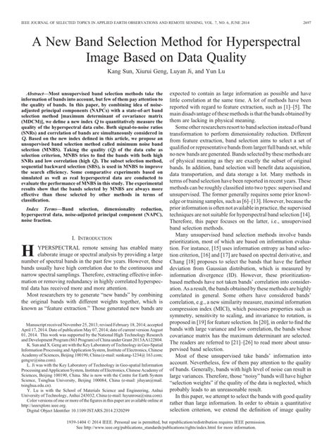 Pdf A New Band Selection Method For Hyperspectral Image Based On Data