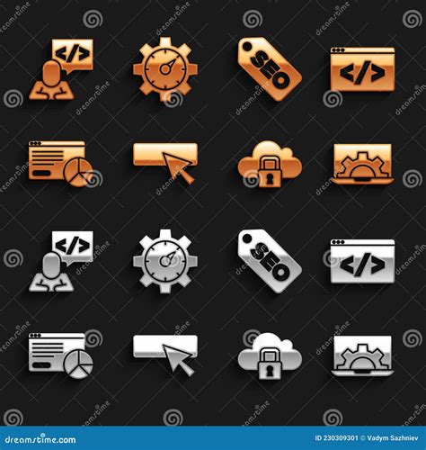 set ui or ux design front end development web cloud computing lock