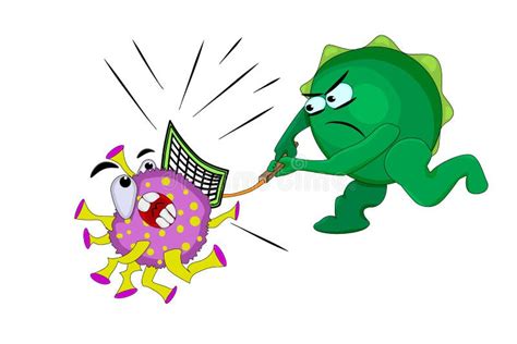 Immunity Fights The Virus Isolated On White Background Stock Vector