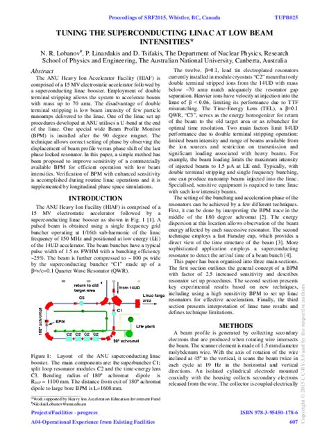 Pdf Tuning The Superconducting Linac At Low Beam Intensities