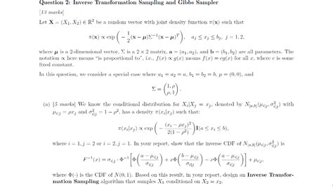 Solved Question 2 Inverse Transformation Sampling And Gibbs
