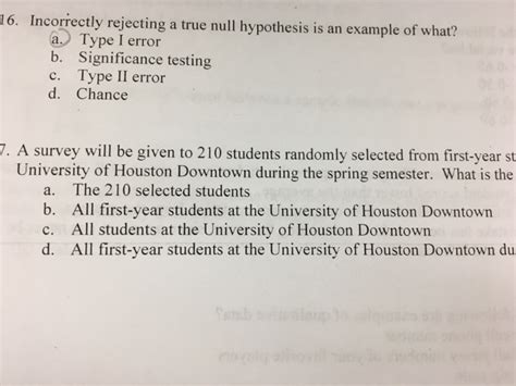 Solved Incorrectly Rejecting A True Null Hypothesis Is Chegg