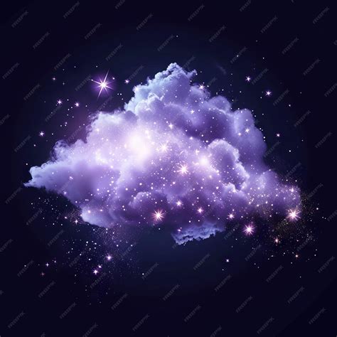 Premium Photo Purple Magical Cloud With Sparkles On Dark Background