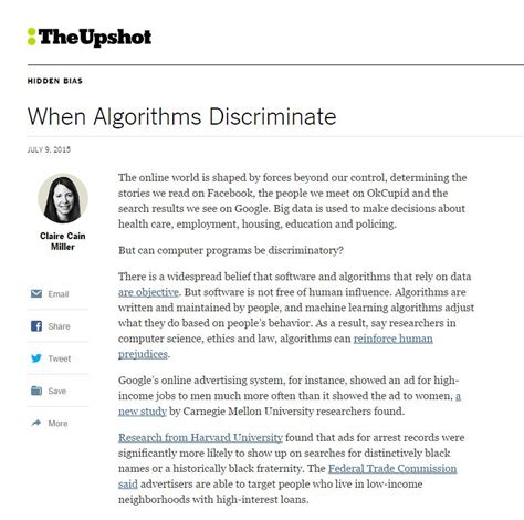 When Algorithms Discriminate Published 2015 Algorithm Reading Okcupid