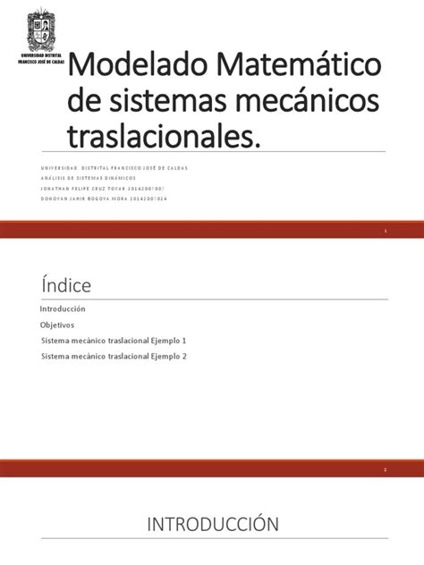 Modelado De Sistemas Mecánicos Traslacionales Pdf Sistema Las