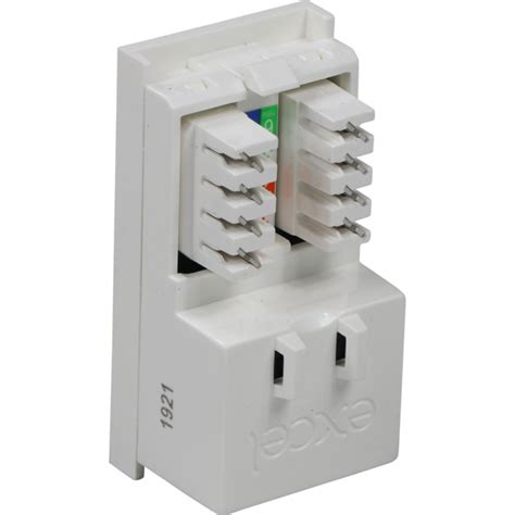 Excel Cat5e UTP Unscreened Low Profile Euromod RJ45 Module White Industrial Network Cable