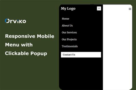 Respnsive Mobile Menu Popup Webflow