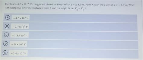 Solved Identical +4.0×10−6C charges are placed on the y axis | Chegg.com