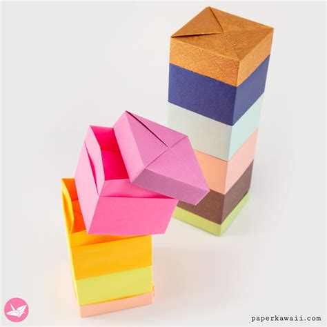 Origami Stacking Box Tutorial Spice Boxes Paper Kawaii
