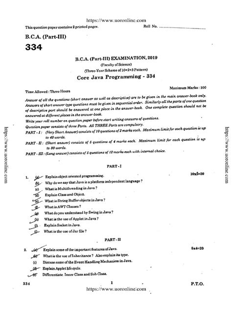 Bca Part 3 Core Java Programming 334 2019 Pdf