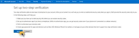 How to enable 2-step verification in Microsoft Account