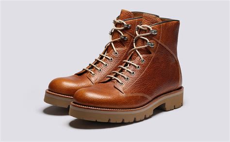 Emmett Mens Derby Boots In Tan Grain Leather Grenson