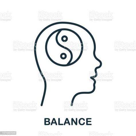 균형 웰빙 하모니 라인 아이콘 음양은 인간의 머리 선형 픽토그램에 서명합니다 균형 윤곽선 표시에 대한 명상 지적 프로세스 기호입니다 편집 가능한 획 고립된 벡터 그림