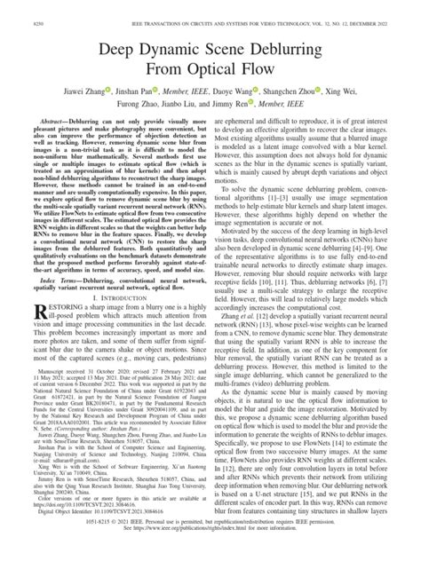 deep dynamic scene deblurring from optical flow pdf artificial