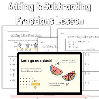 Adding And Subtracting Fractions With Like And Unlike Denominators Lesson