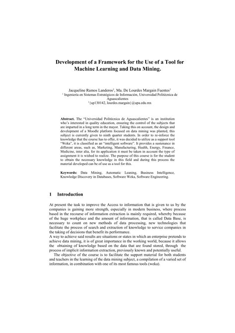 Pdf Development Of A Framework For The Use Of A Tool For Machine