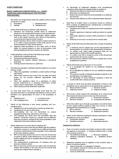 At Audit Sampling 1st Batch Marp Pdf Sampling Statistics Statistics