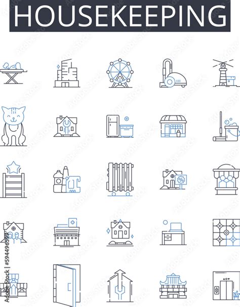 Housekeeping Line Icons Collection Prospecting Lead Generation Sales Funnel Conversion