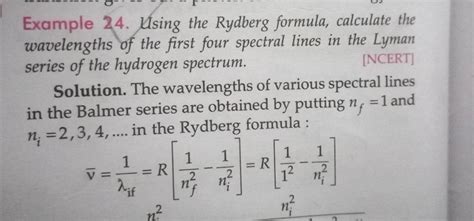 Example 24 Using The Rydberg Formula Calculate The Wavelengths Of The F