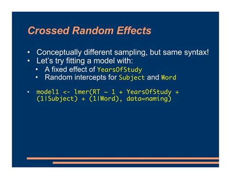 Mixed Effects Models Crossed Random Effects Ppt