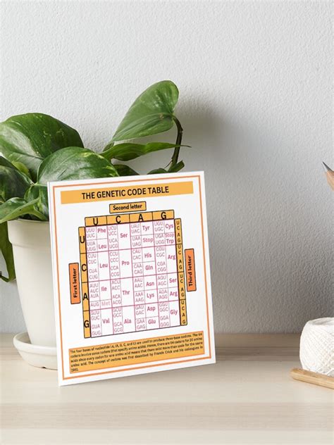 The Genetic Code Table For Genetics Art Board Print For Sale By