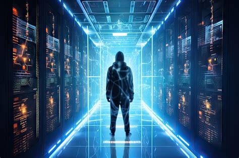 Premium Ai Image Hacker Cyber Criminal With Laptop And Related Icons Behind It Cyber Crime