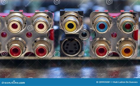 Video And Audio Connectors On The Motherboard Of A DVD Player Stock Image Image Of Steel