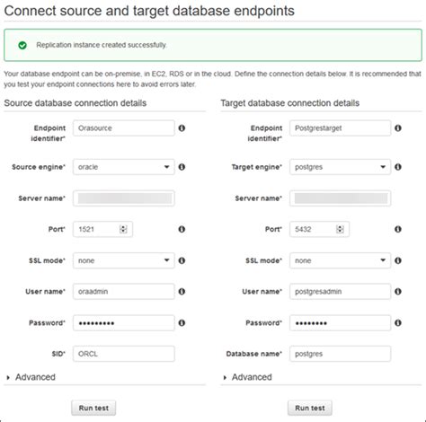 Step Create AWS DMS Source And Target Endpoints Database Migration Guide